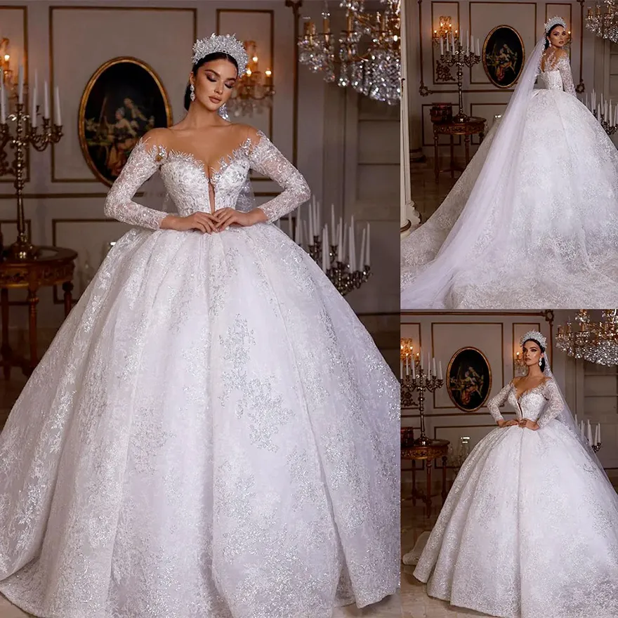Off Shoulder Ball Gown Wedding Dress: Plus Size, Pearls, Sequins - Shop ...