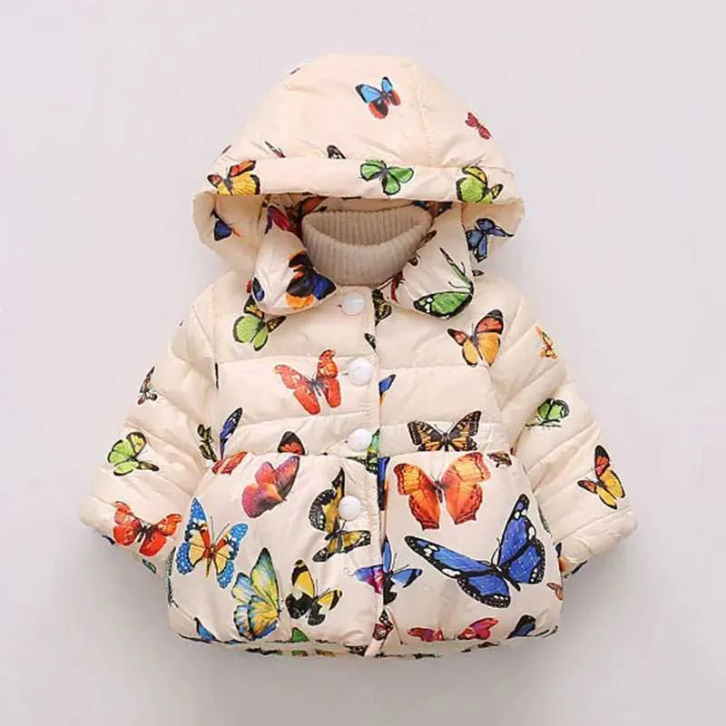 Baby Girls Winter Warm Parka Coat - Hooded Outerwear with Butterfly ...