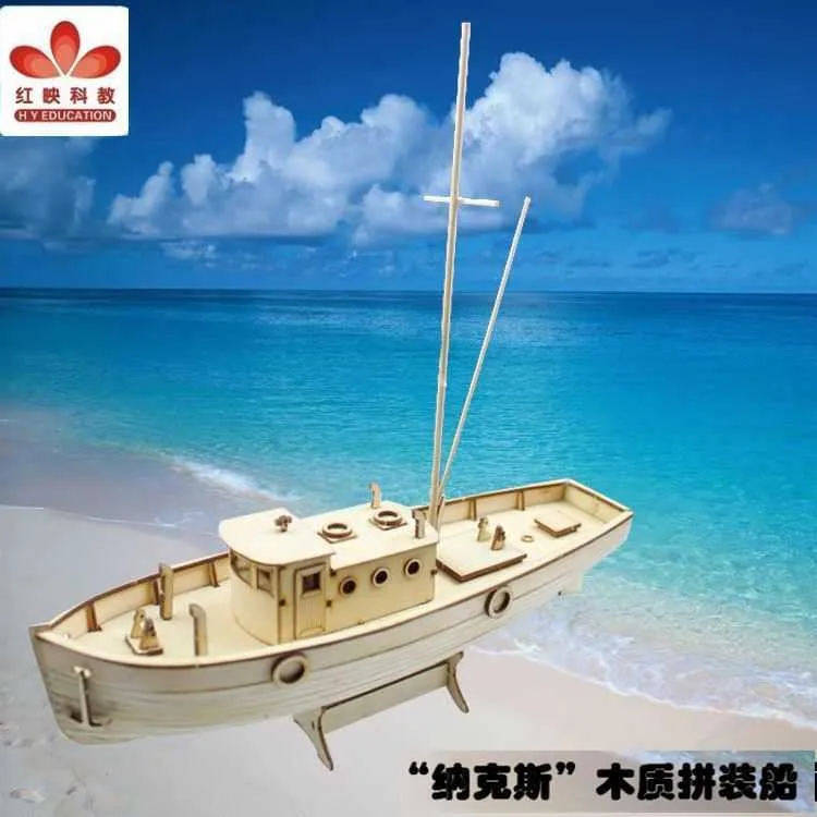 Handmade Red Reflection Naxi Fishing Boat Model Boat Building Kits ...