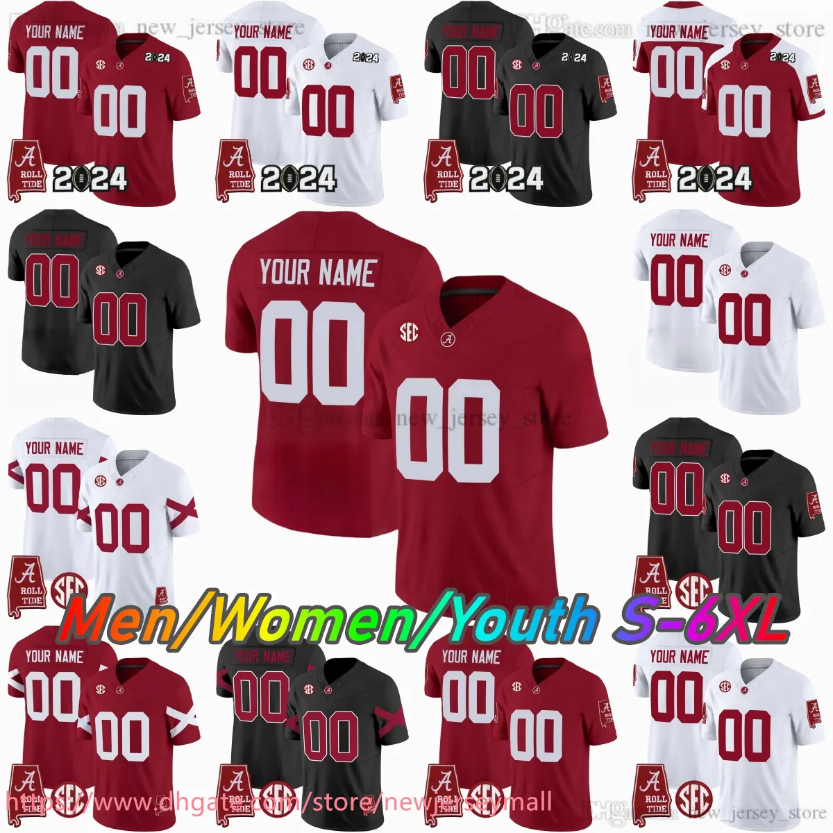 Custom XS6XL Alabama Crimson Tide Football Jersey 4 Jalen Milroe 2 Ryan ...