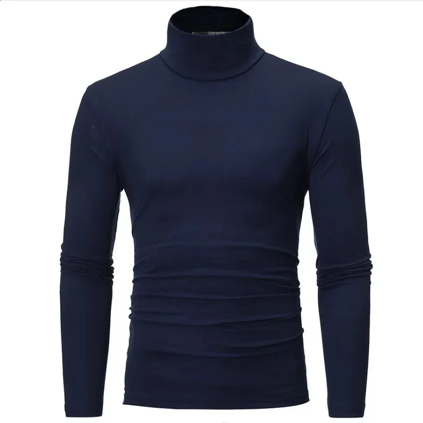 Slim Fit Knitted Turtleneck for Men - Elastic Spring/Autumn Pullover ...