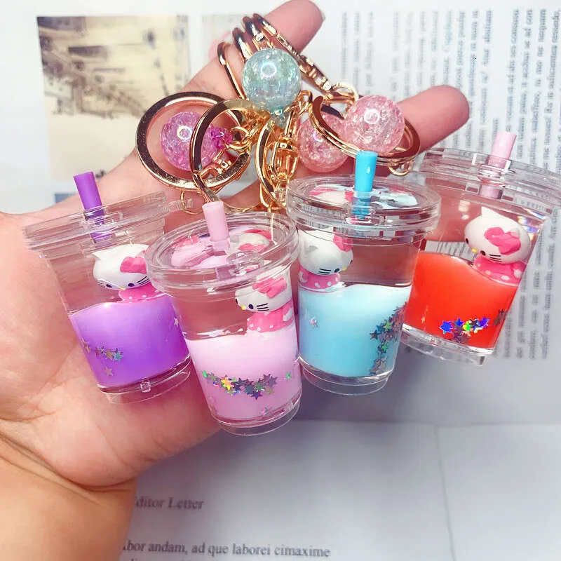 Floating Cartoon Tea Cups Keychain - Cute Acrylic Milk Keychain Bag ...