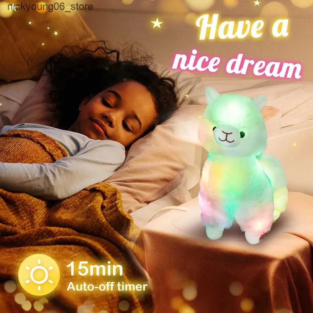 34cm Plush Alpaca Toy with LED Light - Soft, Glow-in-the-Dark Stuffed ...