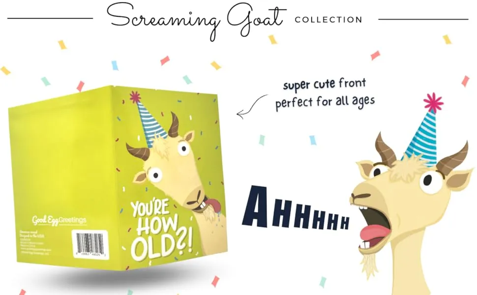 Motiony Screaming Goat Birthday Card Fun 3d Greeting Cards For Men ...