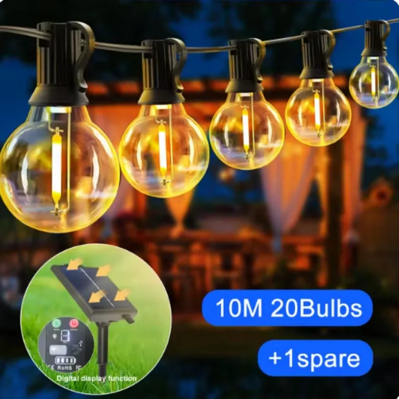 G40 Globe String Lights: Solar Powered, Remote Control, Waterproof ...