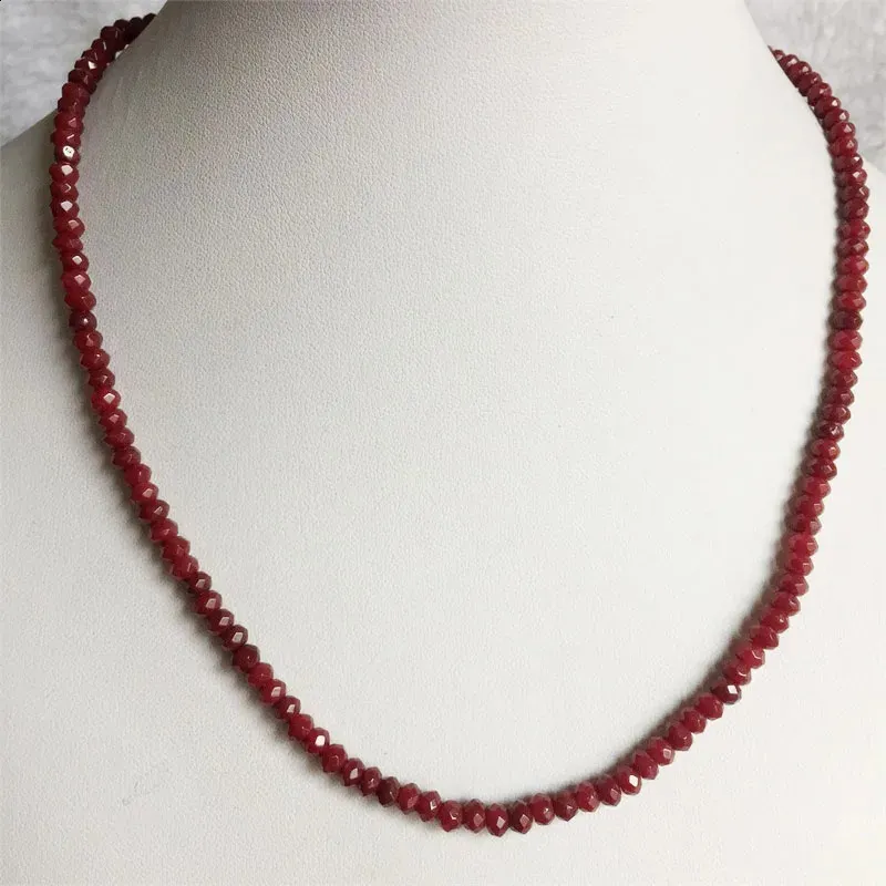 Natural Jade, Ruby, and Sapphire 3x4mm Beaded Necklace for Women ...