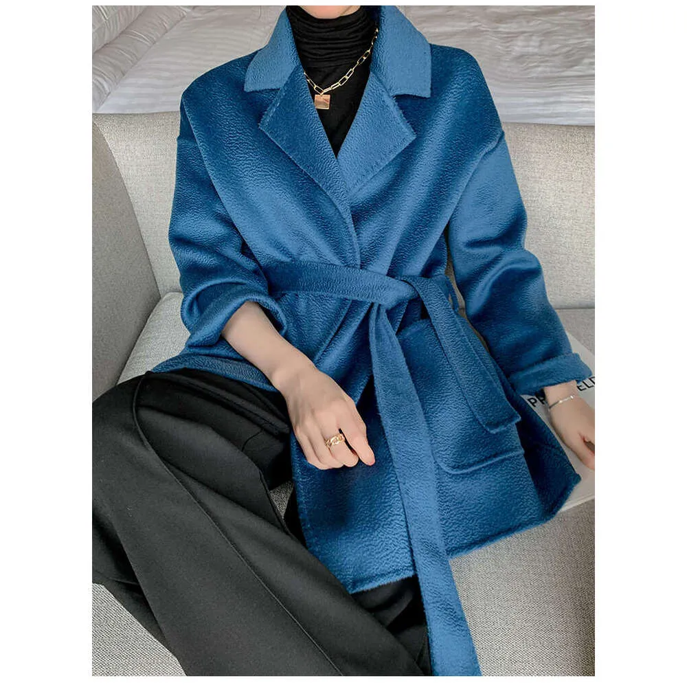 Double-Sided Cashmere Jacket for Women - Warm Wool Blend, Water Ripple ...