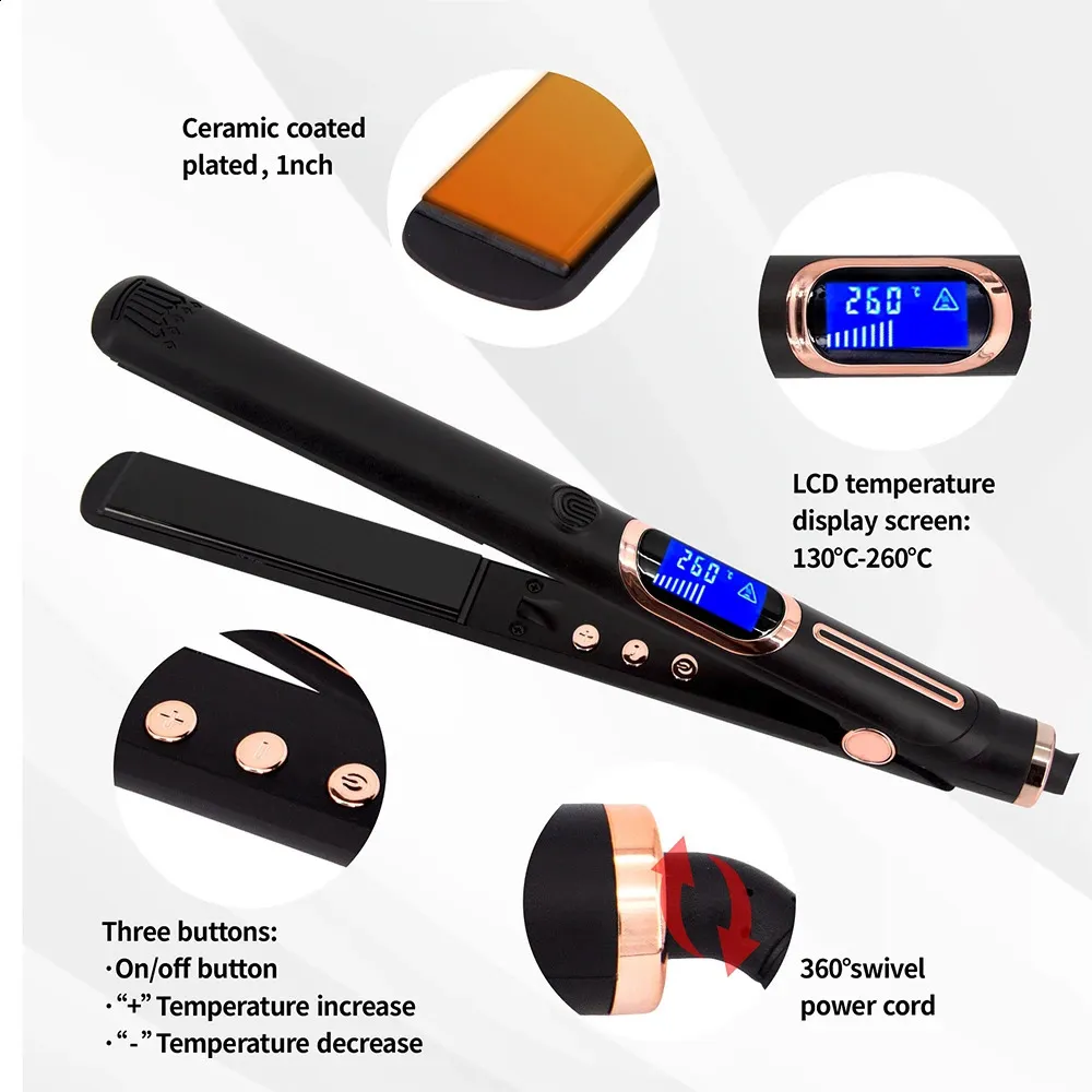 Professional 1-Inch Flat Iron Straightener, High Temperature 480 ...