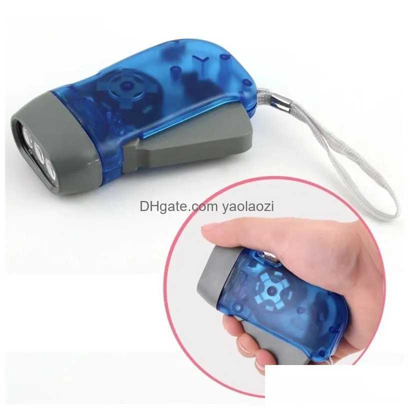Dynamo Torch Light 3 LED Hand Crank Power Wind-Up Flashlight for Home ...