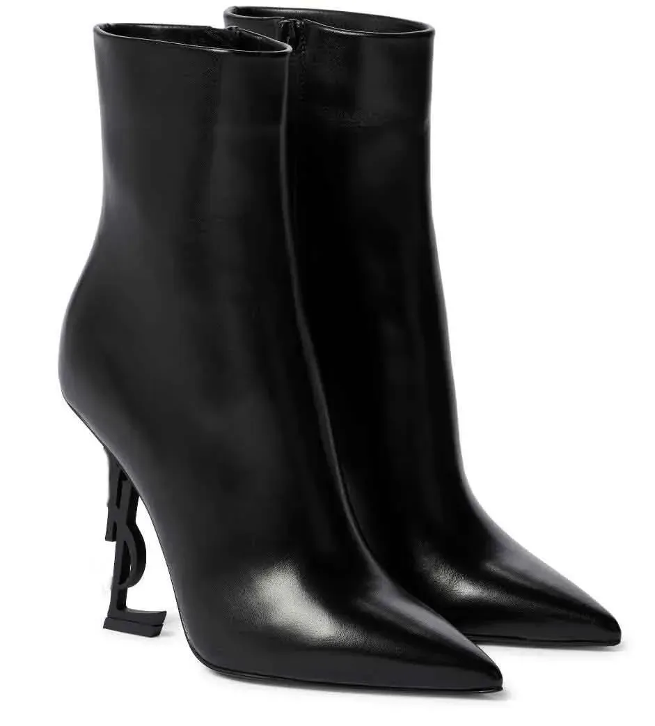 Designer Winter Boots: Luxury Pointed Toe Ankle Booties, High Heel Calf ...