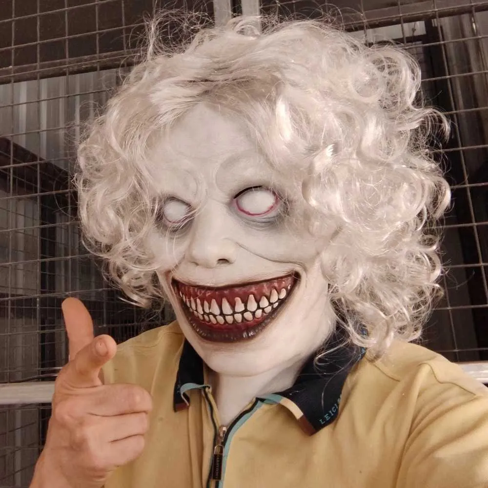 Creepy Exorcist Smiling Face Demon Scary Mask For Halloween And ...