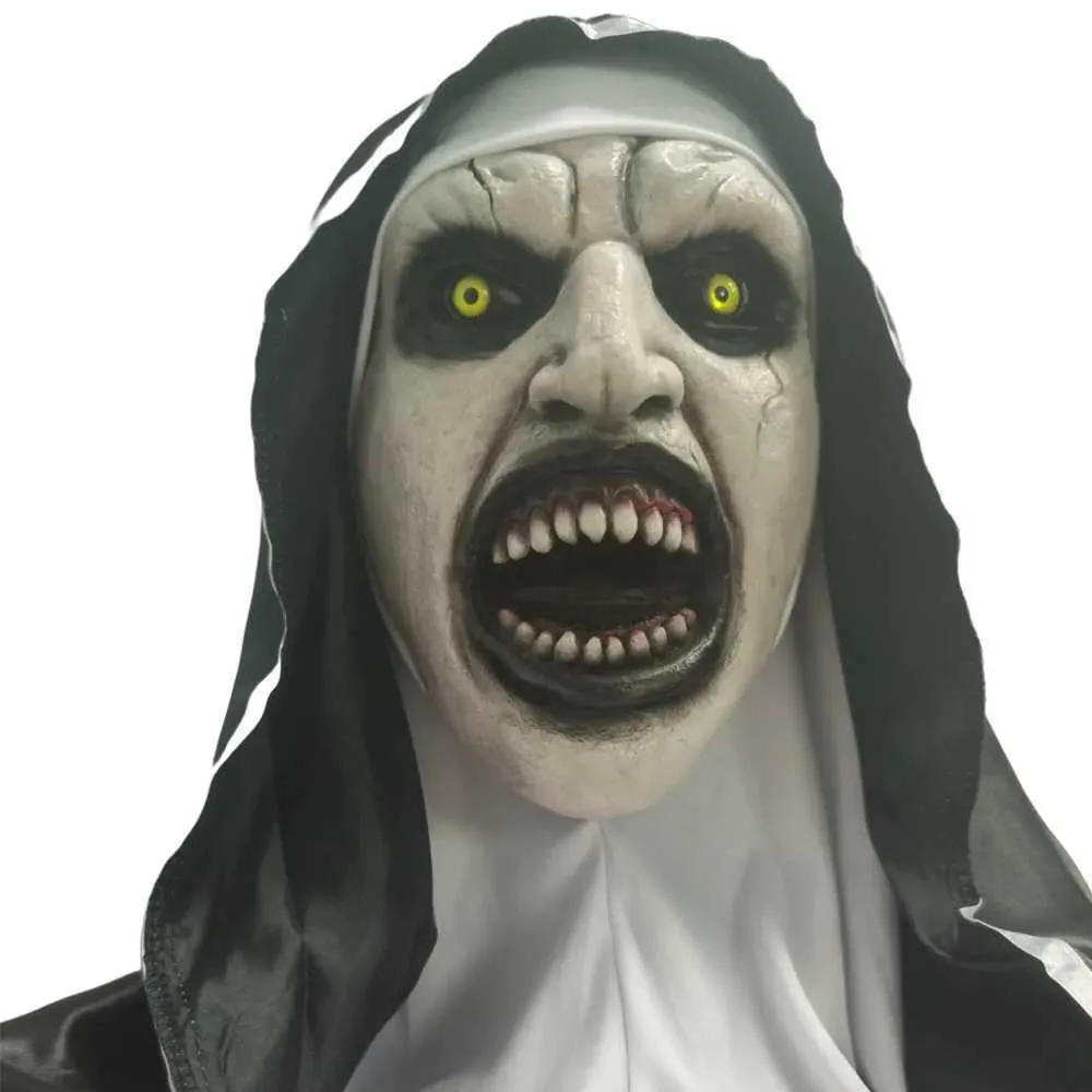 Creepy Ghost Nun Latex Halloween Face Mask With Scary Voice And ...