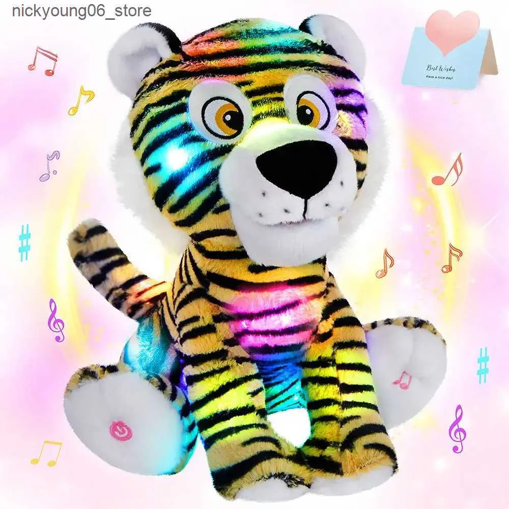 32cm LED Light Up Plush Tiger Toy - Yellow Stripe Stuffed Animal Pillow ...
