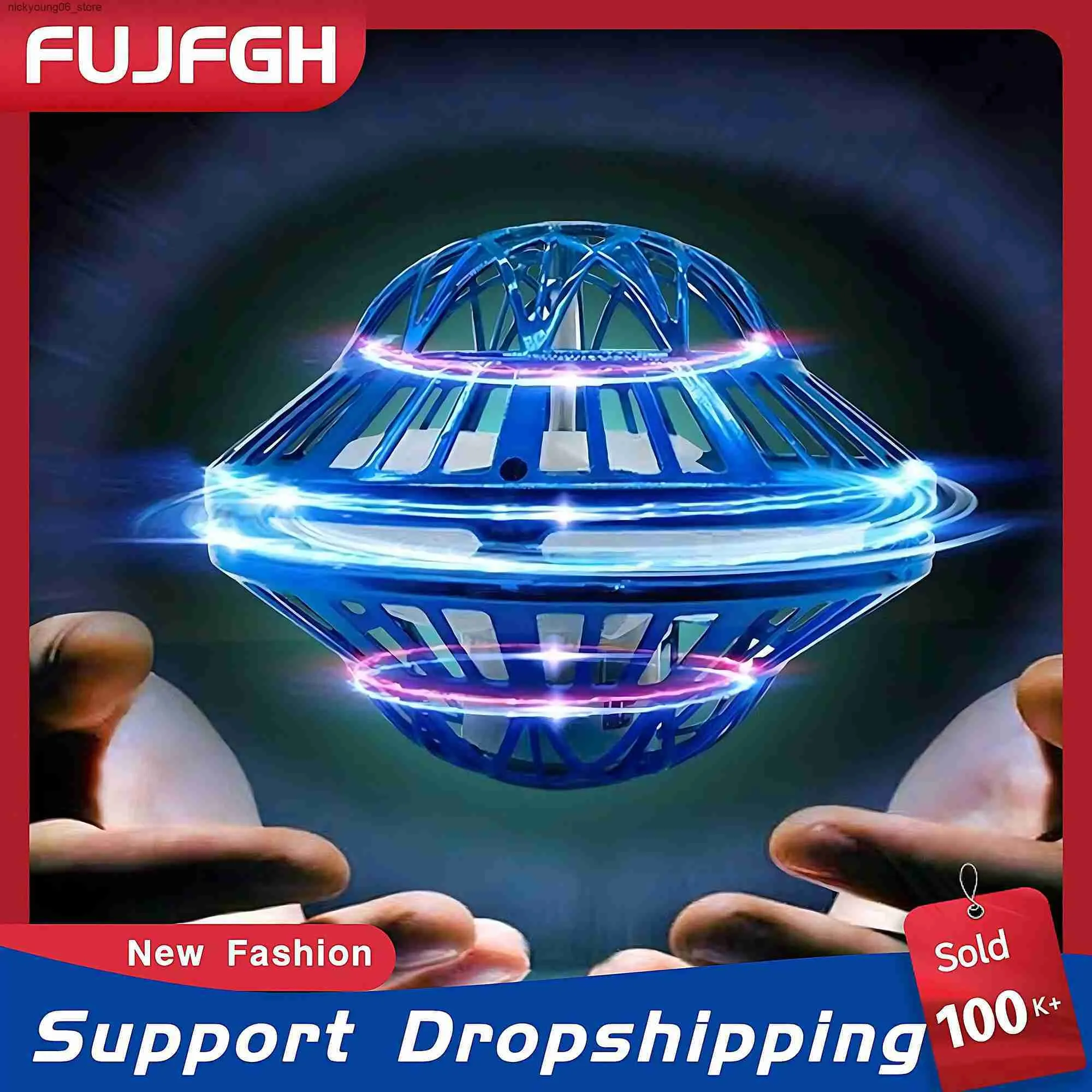LED Flying Spinner Ball Toy - Plush Light Up Rotating Drone, 360° Magic ...