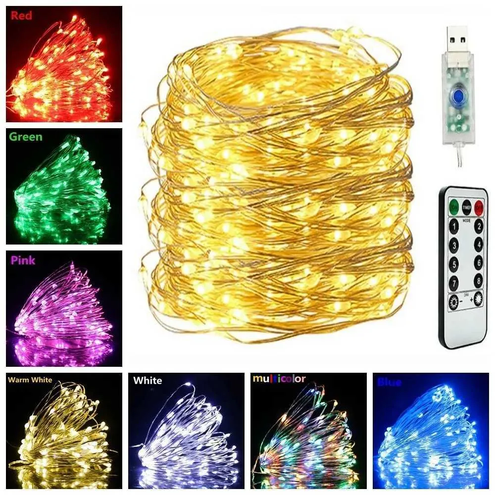 Copper Wire LED String Lights - 5M, 10M, 20M - USB Powered, Remote ...