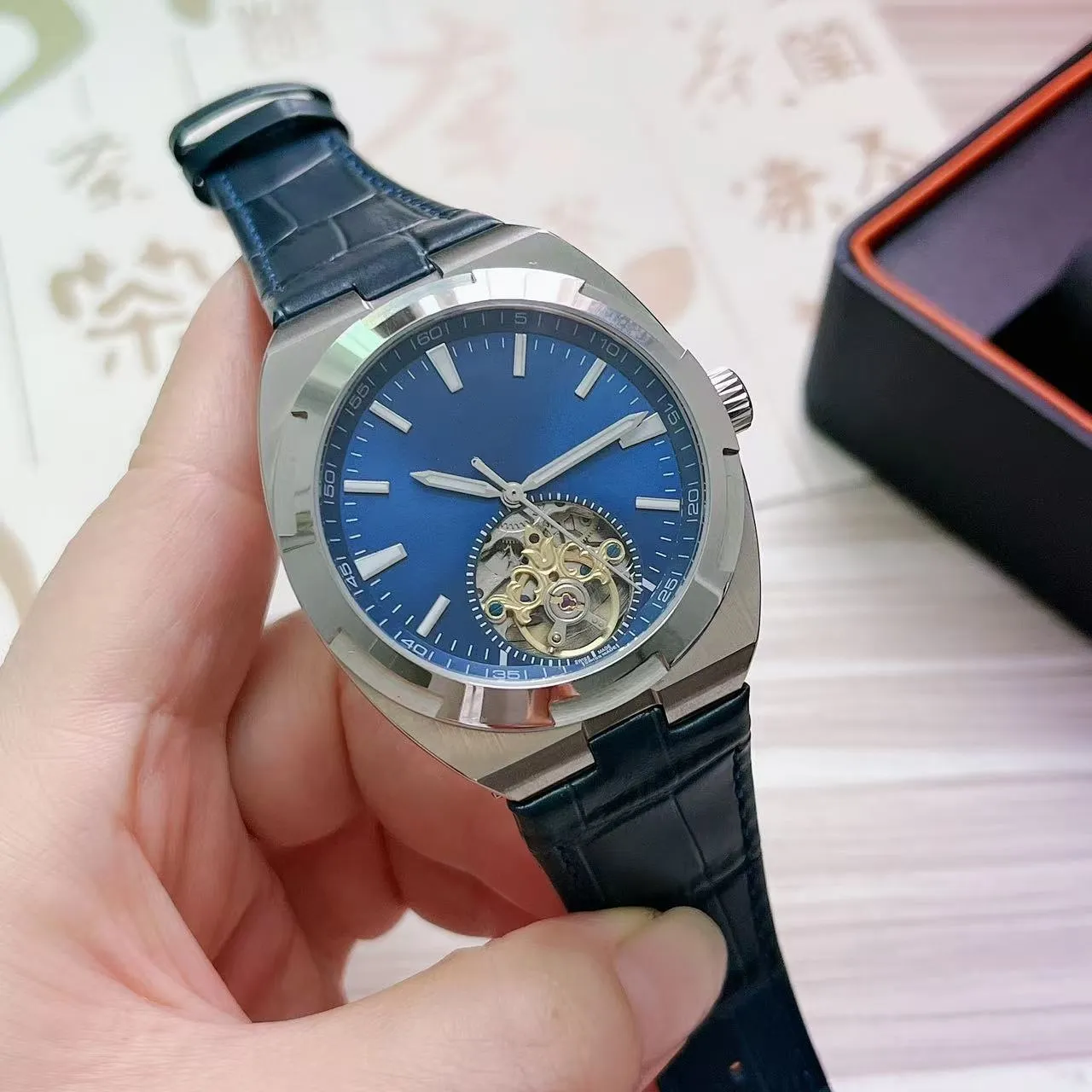 Reloj Automático Para Hombre Esfera Grande Azul 42mm Correa Acero ...