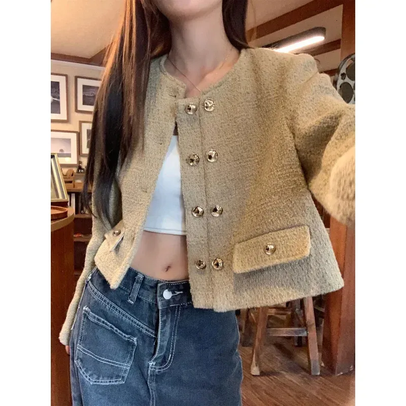 French Style Tweed Short Sleeve Acetate Jacket Crew Neck Leopard ...