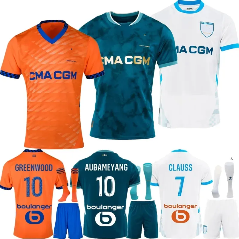 Baby Kids Clothing 24 25 MarseilleS Soccer Jersey Maillot OM Kids kit ...