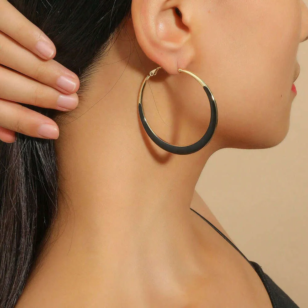 French Style Circle Chunky Hoop Earrings With Drip Glazed Design Japanese And Korean Inspired ...