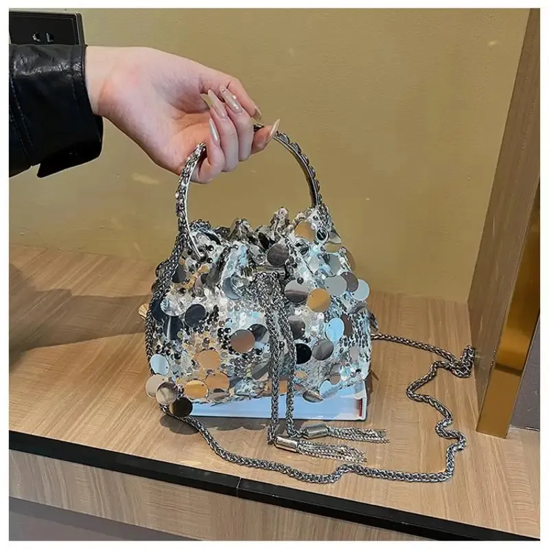 Women's Glitter Bling Sequins Evening Bag - Small Tote, Bucket ...