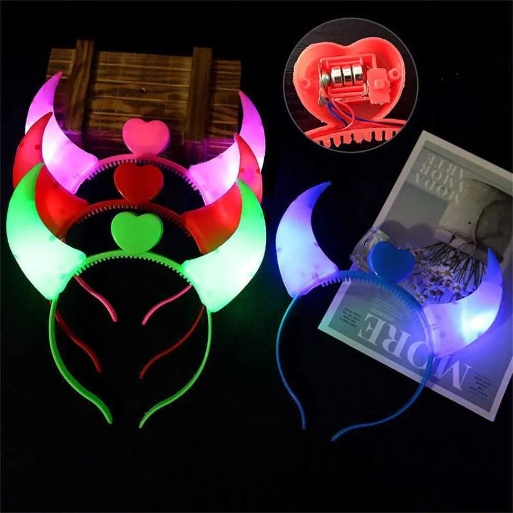 LED Devil Horns Headband - Glow in the Dark, Flashing Horns for ...
