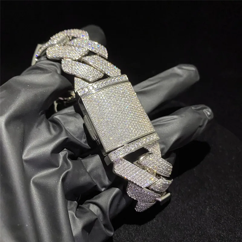 Stunning 4 Row Round Diamond Sterling Silver Miami Cuban Chain With VVS ...