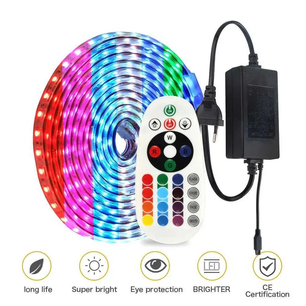 Waterproof RGB LED Strip Lights 60 LEDs/m EU 220V Remote Control ...