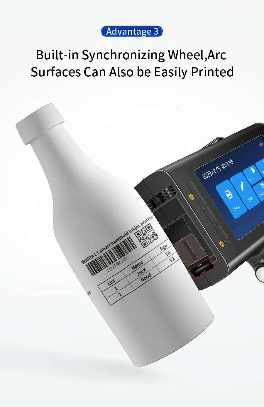 Portable Handheld Inkjet Printer for Batch Barcodes, QR Codes, Textiles ...