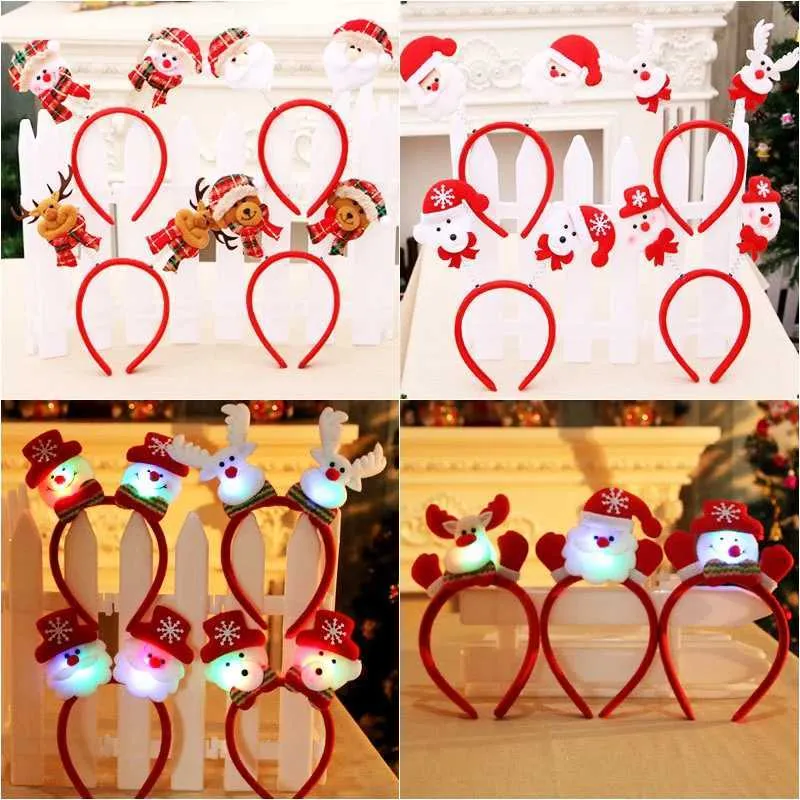 LED Glowing Christmas Headbands - Santa, Elk Antlers, Reindeer ...