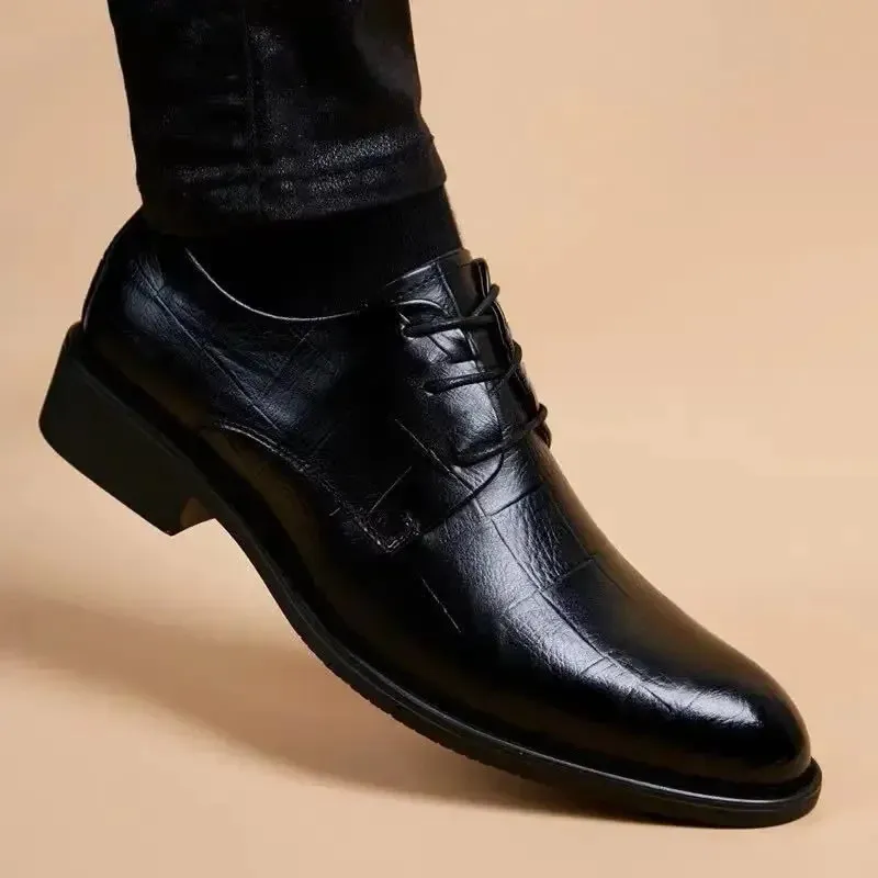 Wholesale Mens Leather Dress Shoes Black Dot Toe Office And Social ...