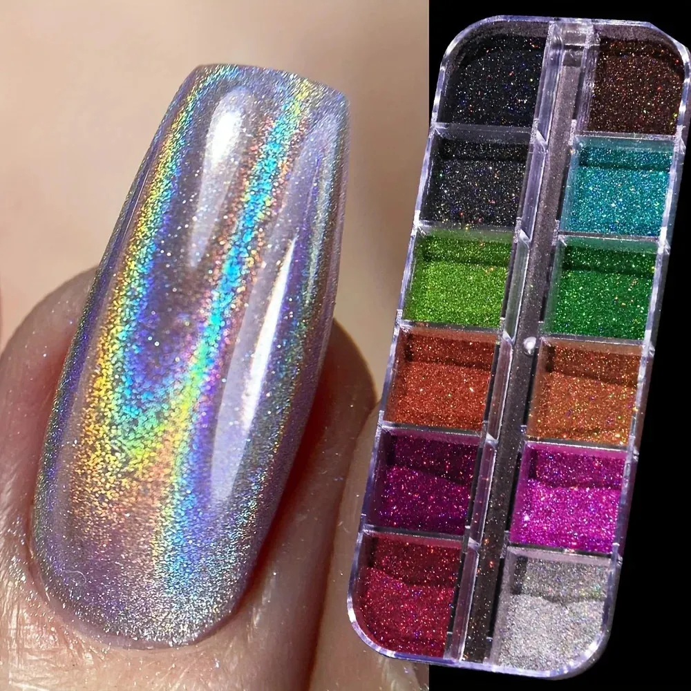 DIY Manicure: Holographic Powder Set With Holo Silver Rub, Dust, Black ...