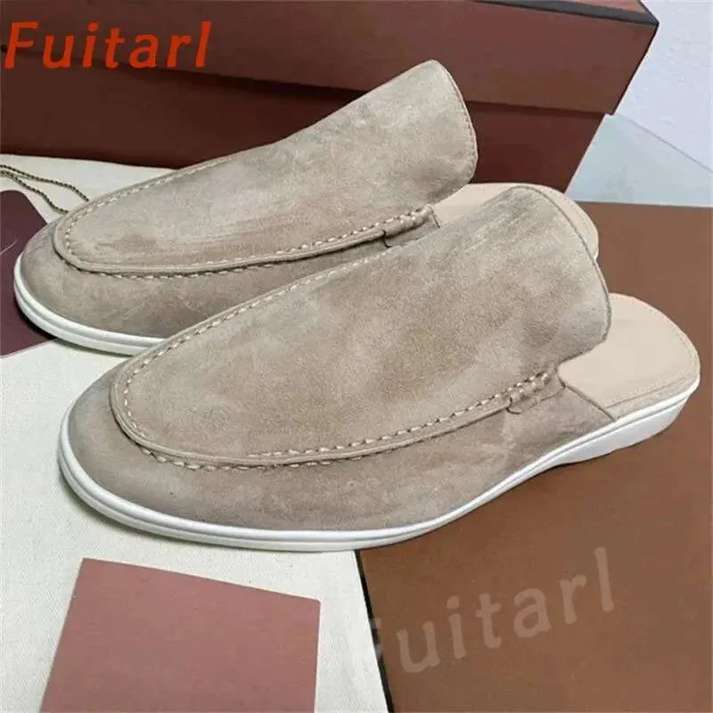 Suede Leather Slides for Men & Women - Casual Slip-On Loafers for ...