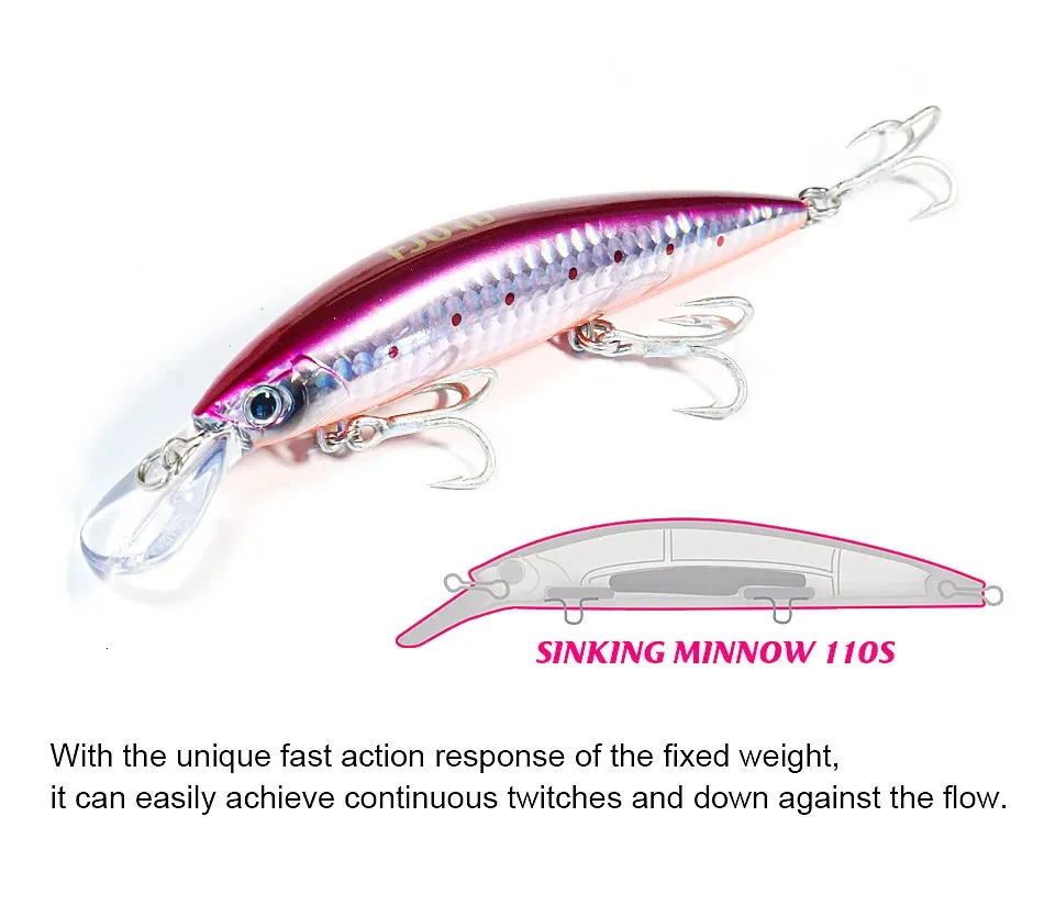 FJORD Heavy Sinking Minnow Fishing Lures Saltwater & Freshwater, Long Casting, Jerkbait, 37g/90S ...