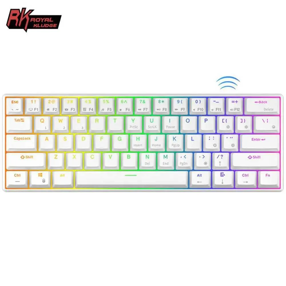 Royal Kludge 61 Wireless Mechanical Razer White Keyboard With Tri Mode ...