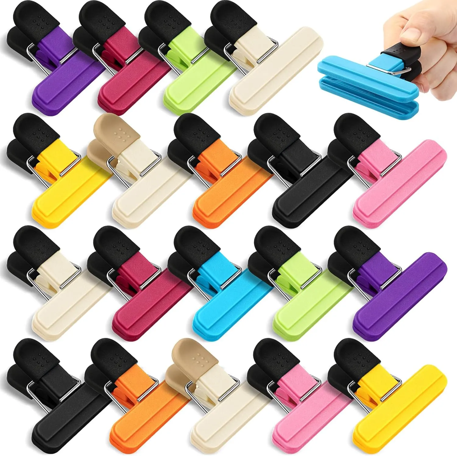 20 Heavy Duty Food Storage Clips - Secure Seal Plastic Chip Clips for ...