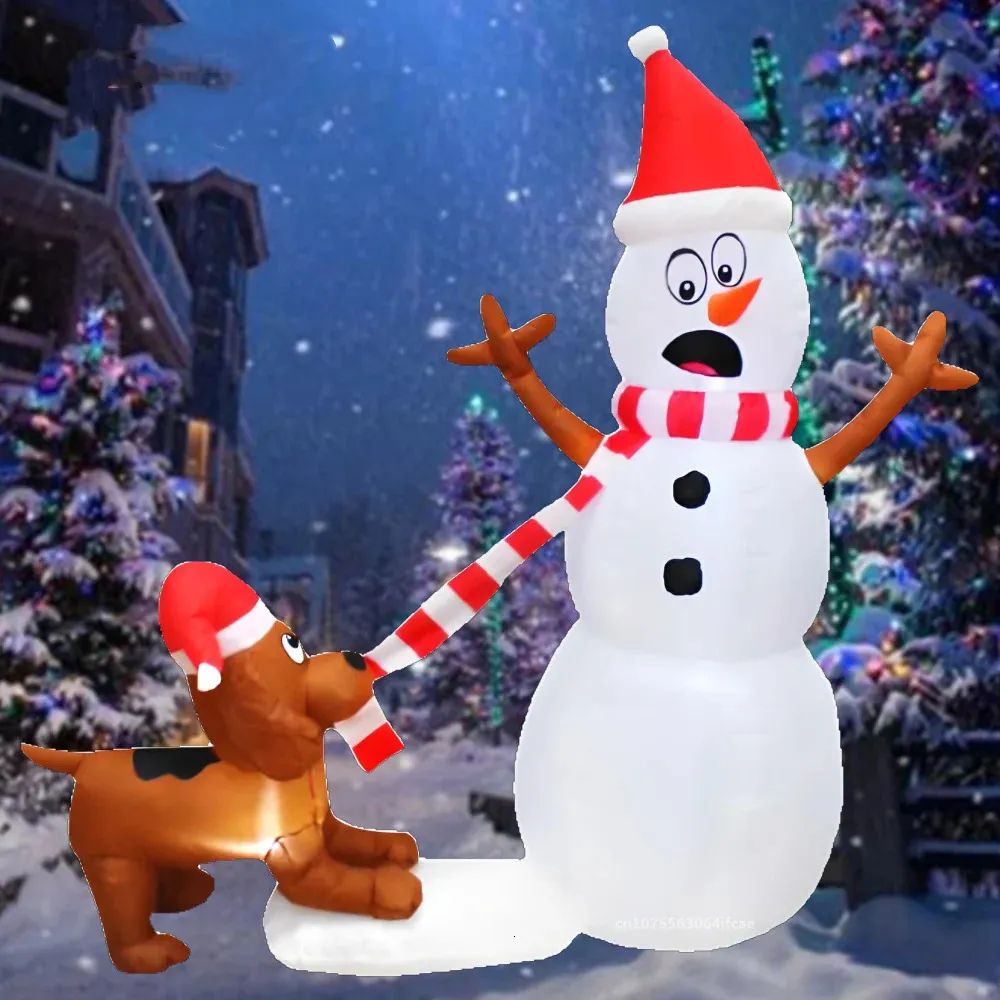 1.1M Christmas Inflatable Dog Bite Snowman Scarf With Built In LED ...