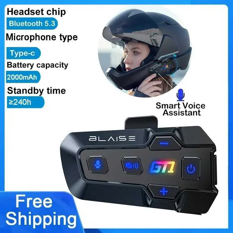 Motorcycle Helmet Bluetooth Communication System Full Face Intercom Headset For 2 Riders, 1km ...