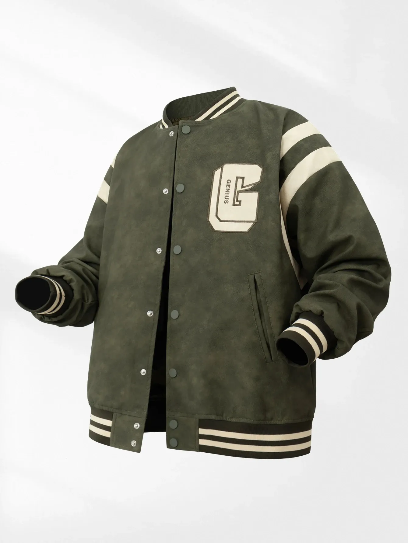 Vintage Green Faux Leather Bomber Levi's Bomber Jacket With Letter G ...