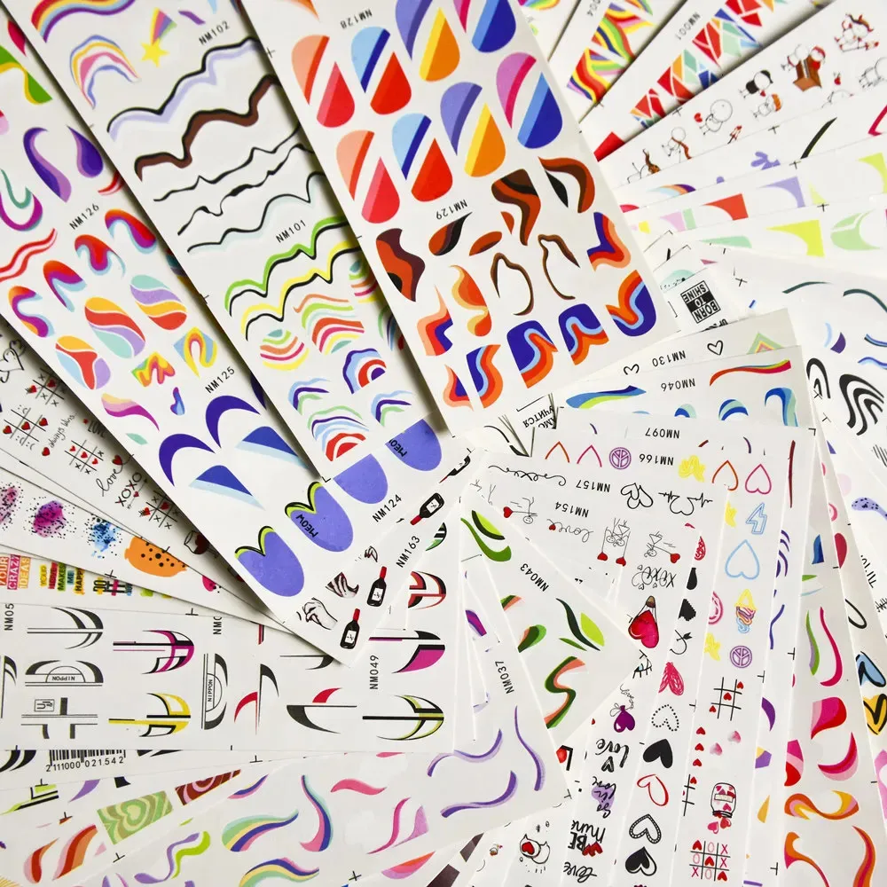 Rotating Ribbon Water Graffiti Stickerss Set 120 Love Geometry French ...