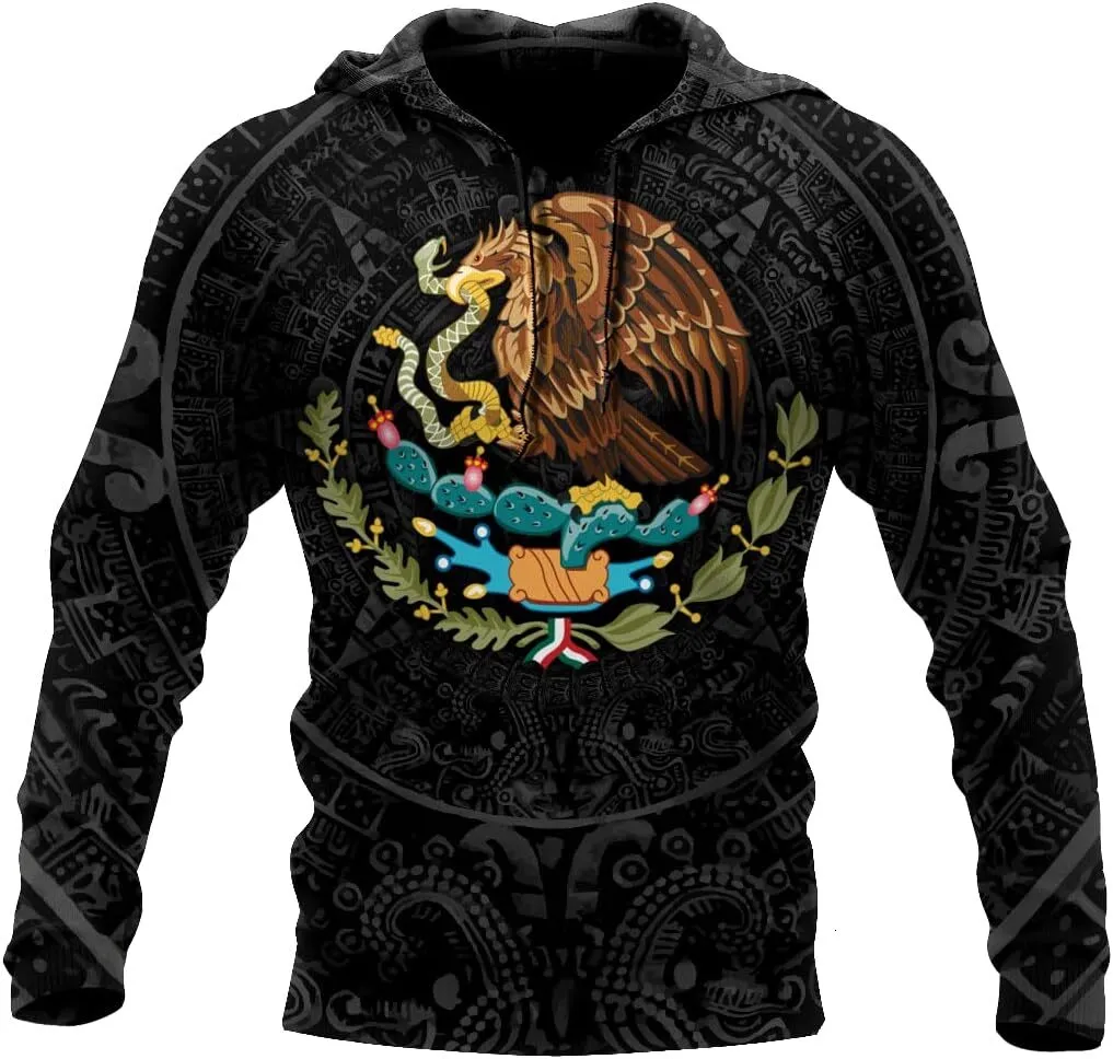 Unisex Aztec Warrior Hoodie - Zip Up Sweatshirt with Graphic Design for ...