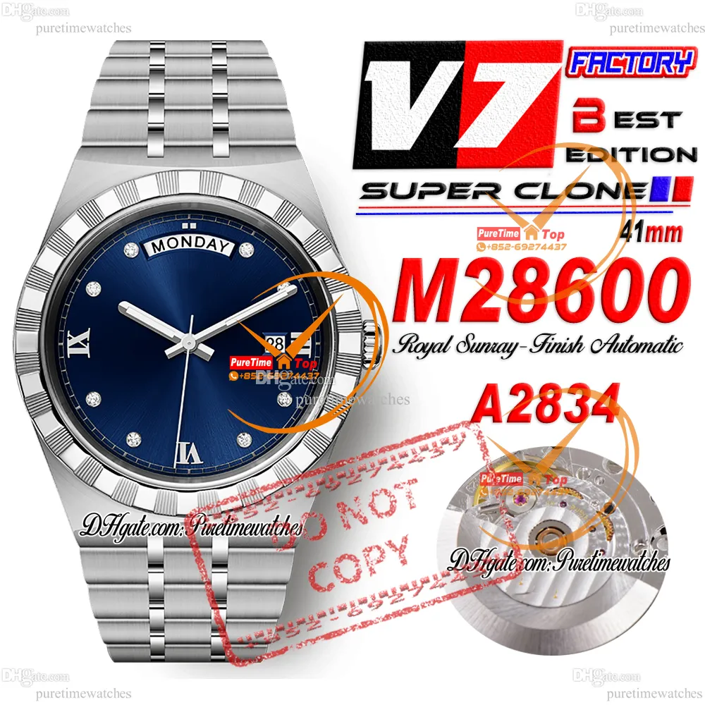 Men's Automatic Stainless Steel Watch with Blue Sunray Dial and Diamond ...