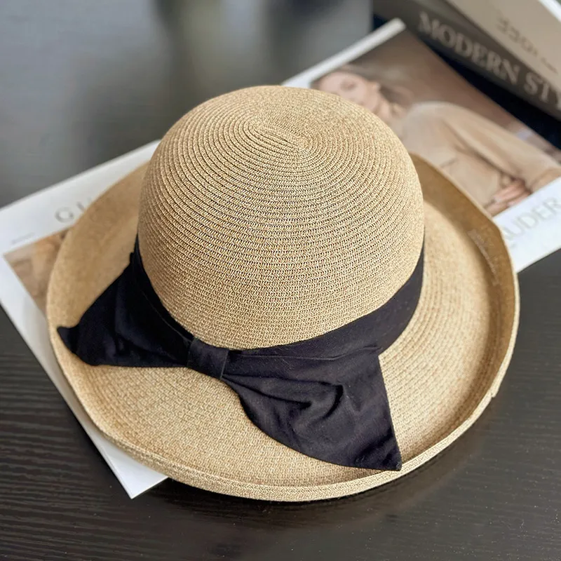 Large brim leather fisherman hat with curled edge and adjustable strap ...