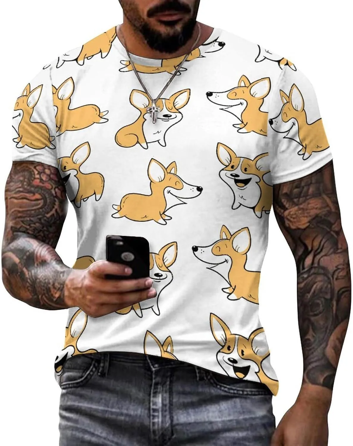 Wholesale Mens Cotton T Shirt 3D Printed Cute Corgi Puppy... From Cloch ...