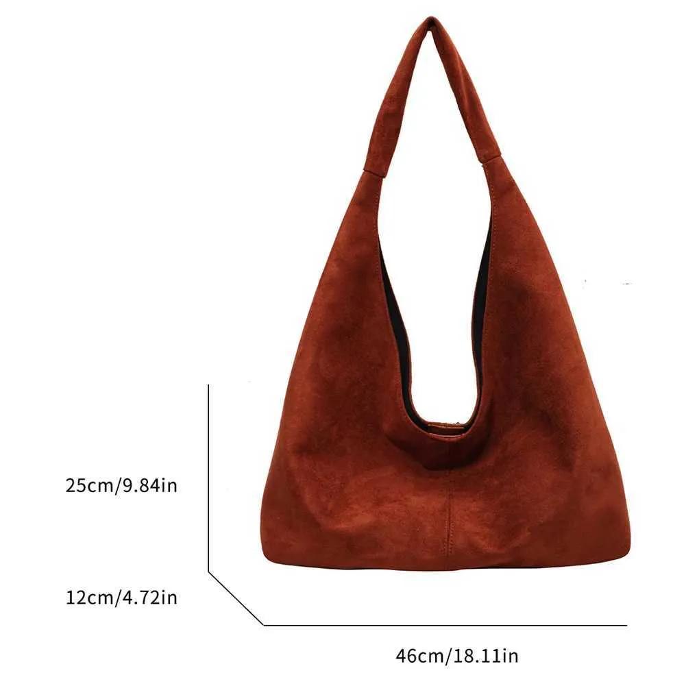 Slouchy Suede Hobo Bag: Large Capacity Shoulder Bag with Pocket - Shop ...