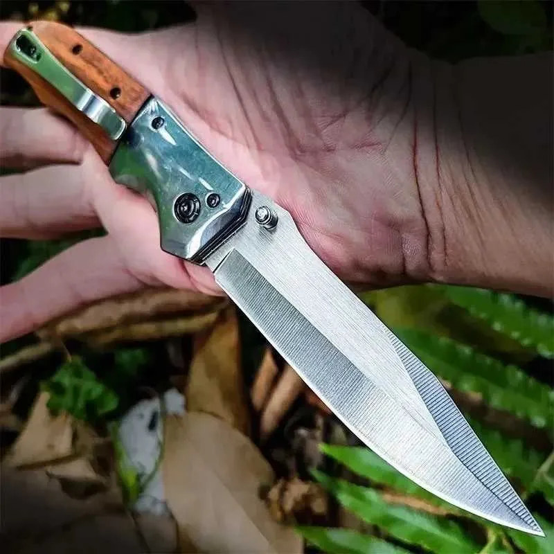 Multifunctional EDC Survival Knife with Rolling Blade & Wooden Handle ...