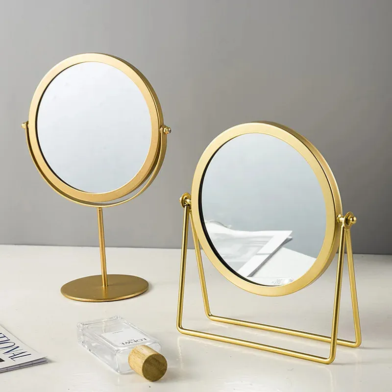 Gold Metal Makeup Mirror - Retro Dressing Table Mirror, Square & Round ...
