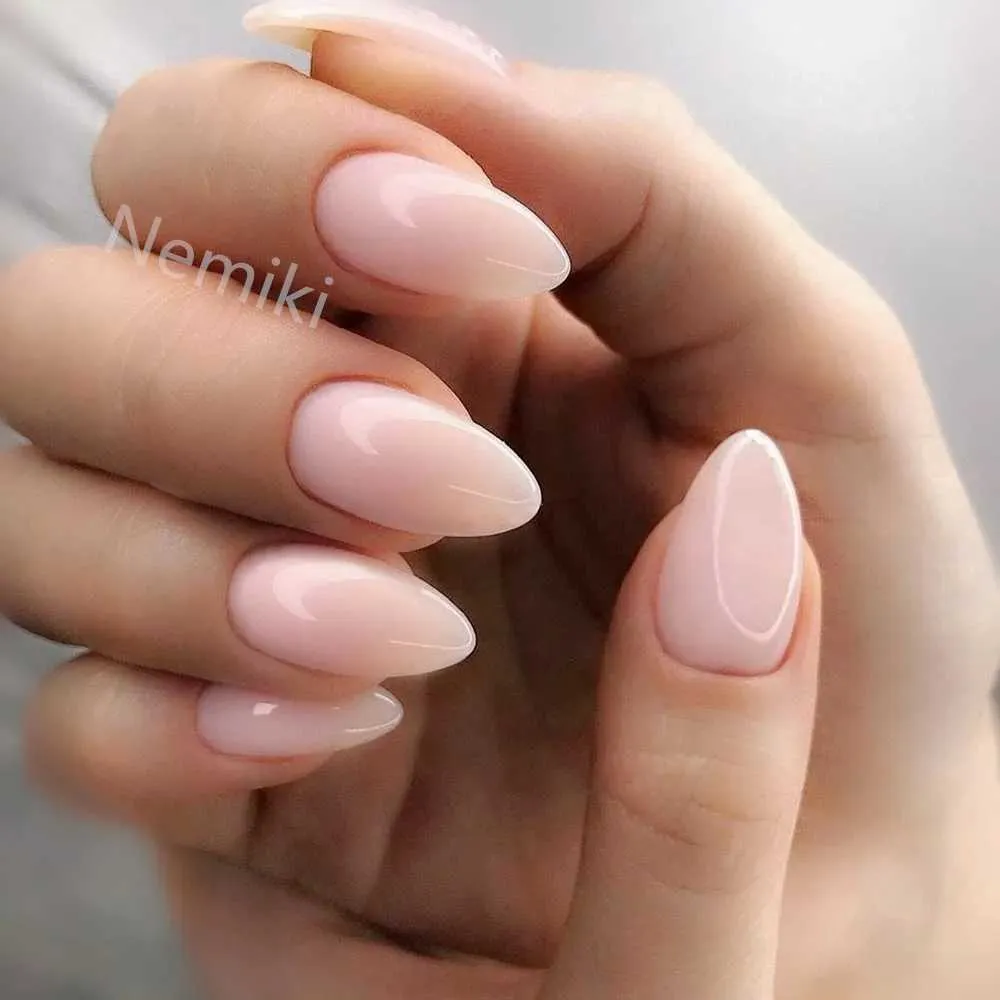 Short Stiletto Fake Nails DIY Press On, Shiny Natural, Artificial ...
