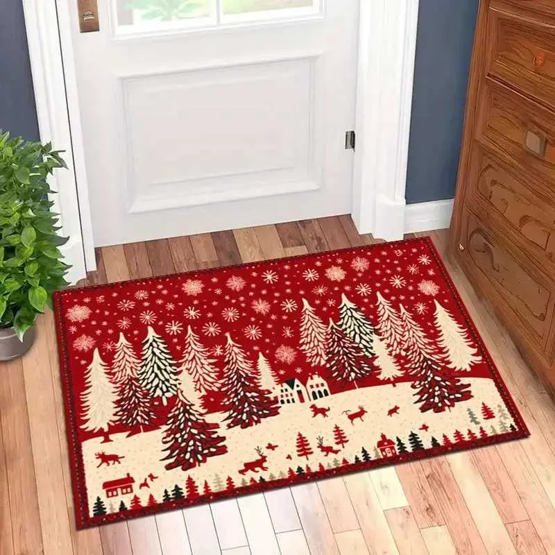 X241024 Christmas Tree Snowflake Floor Carpet Home, Kitchen, Living ...
