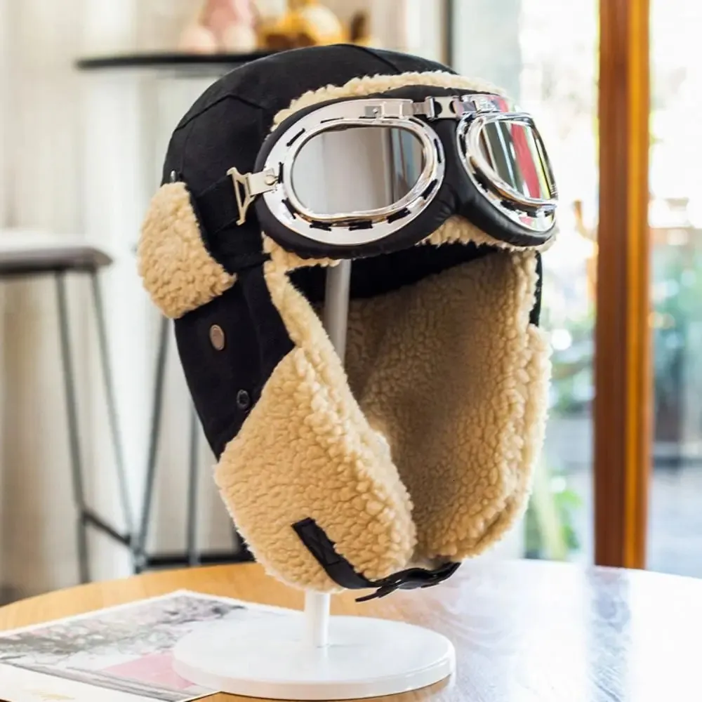 Warm Winter Cashmere Canvas Pilot Lei Feng Hat with Velvet Earmuffs ...