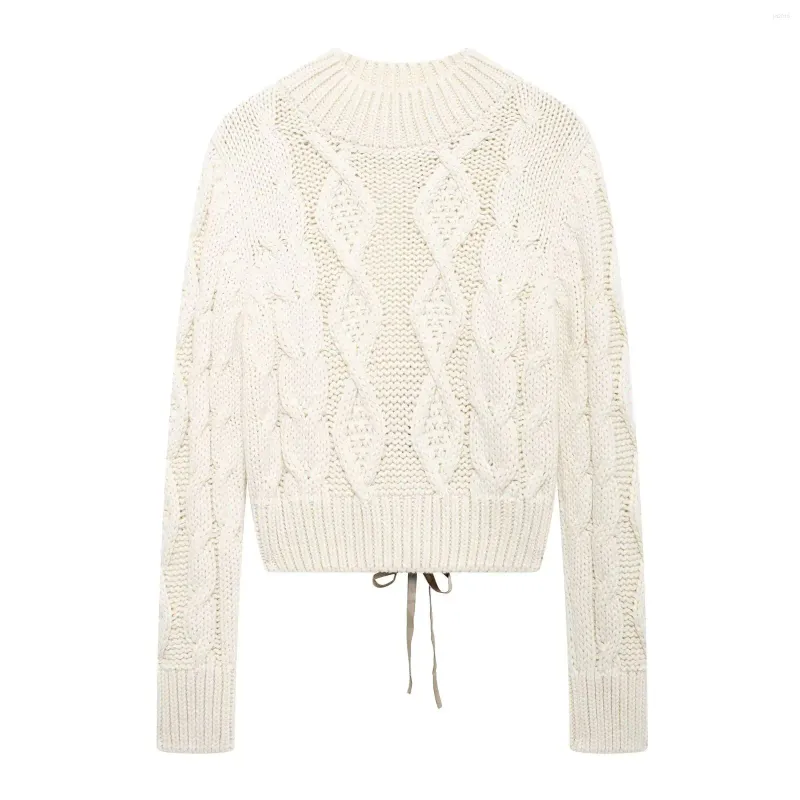Women's Knitted Open Back Pullover Sweater - Autumn Fashion Coarse Yarn ...